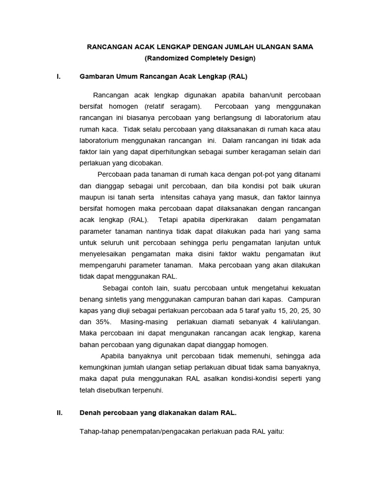 Tugas Paper Rancangan Acak Lengkap Denga | PDF