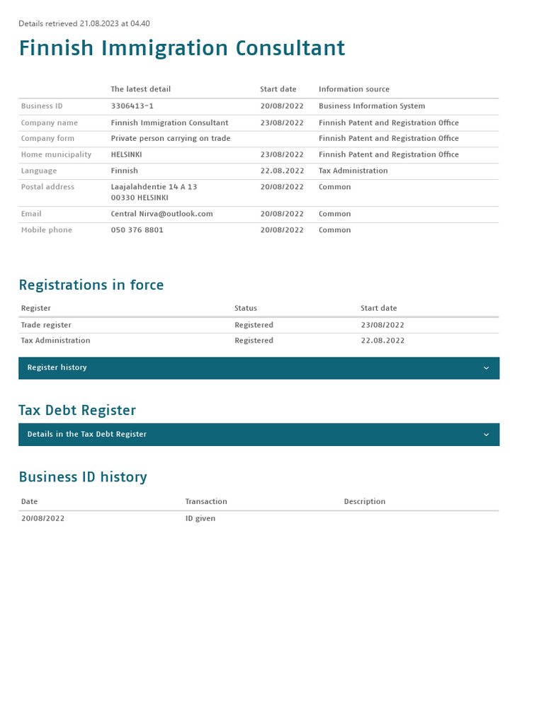 Finnish Immigration Consultant - Company and Organisation Search at Ytj ...