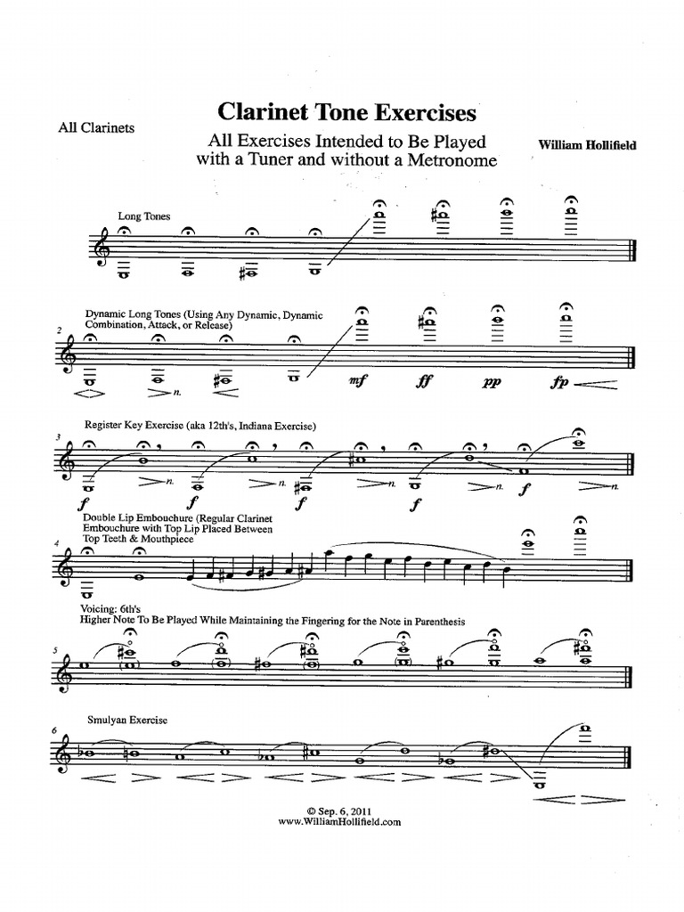 Clarinet Tone Exercises | PDF