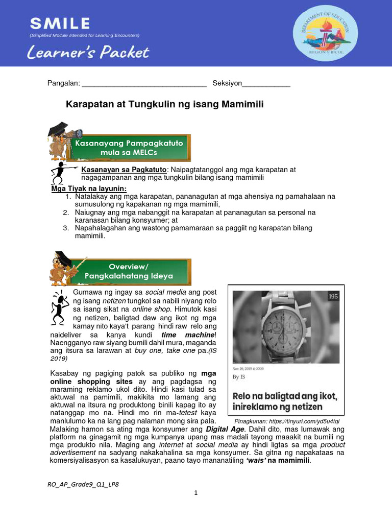 AP Grade-9 Q1 LP8 | PDF
