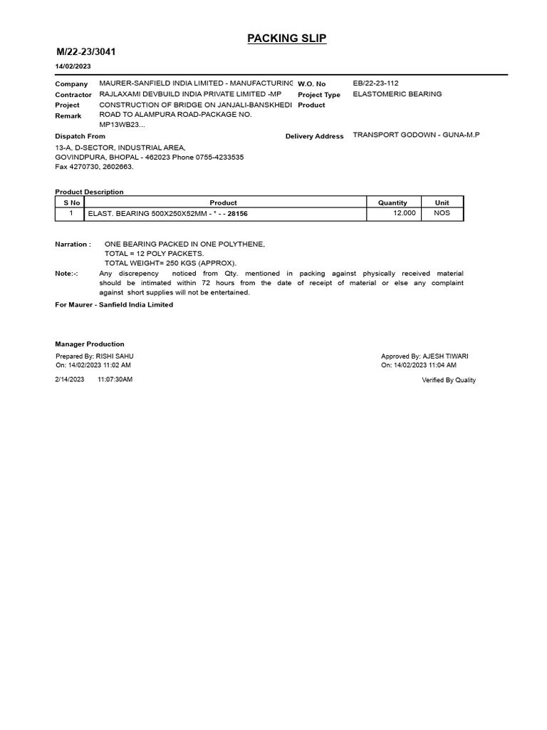 Eb-112 Rajlaxami Devbuild India Private Limited - MP | PDF