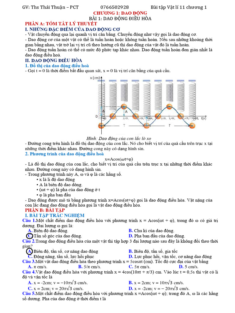 Ly 11 Chuong 1 Bai Tap Theo Bai | PDF