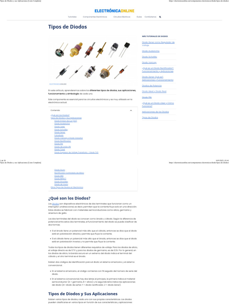 Tipos de Diodos y Sus Aplicaciones (Lista Completa) | PDF | Diodo | Semiconductores