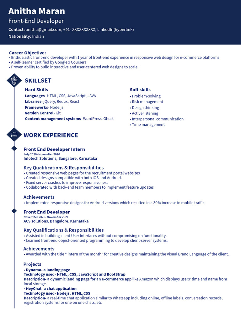 Front-End Developer Profile | PDF | World Wide Web | Internet & Web