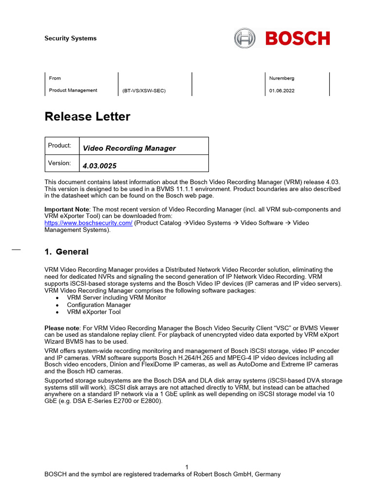 Bosch VRM 4.03 Release Notes | PDF | Transport Layer Security ...