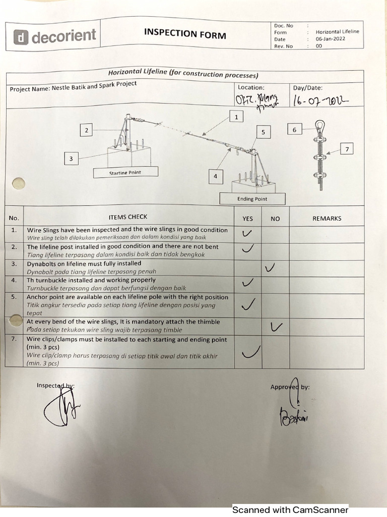 Lifeline Inspection Form | PDF Lifeline Inspection Form | PDF