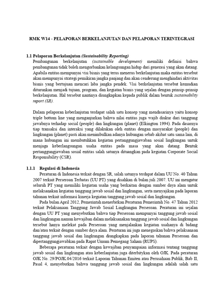 Pelaporan Berkelanjutan Dan Pelaporan Terintegrasi | PDF