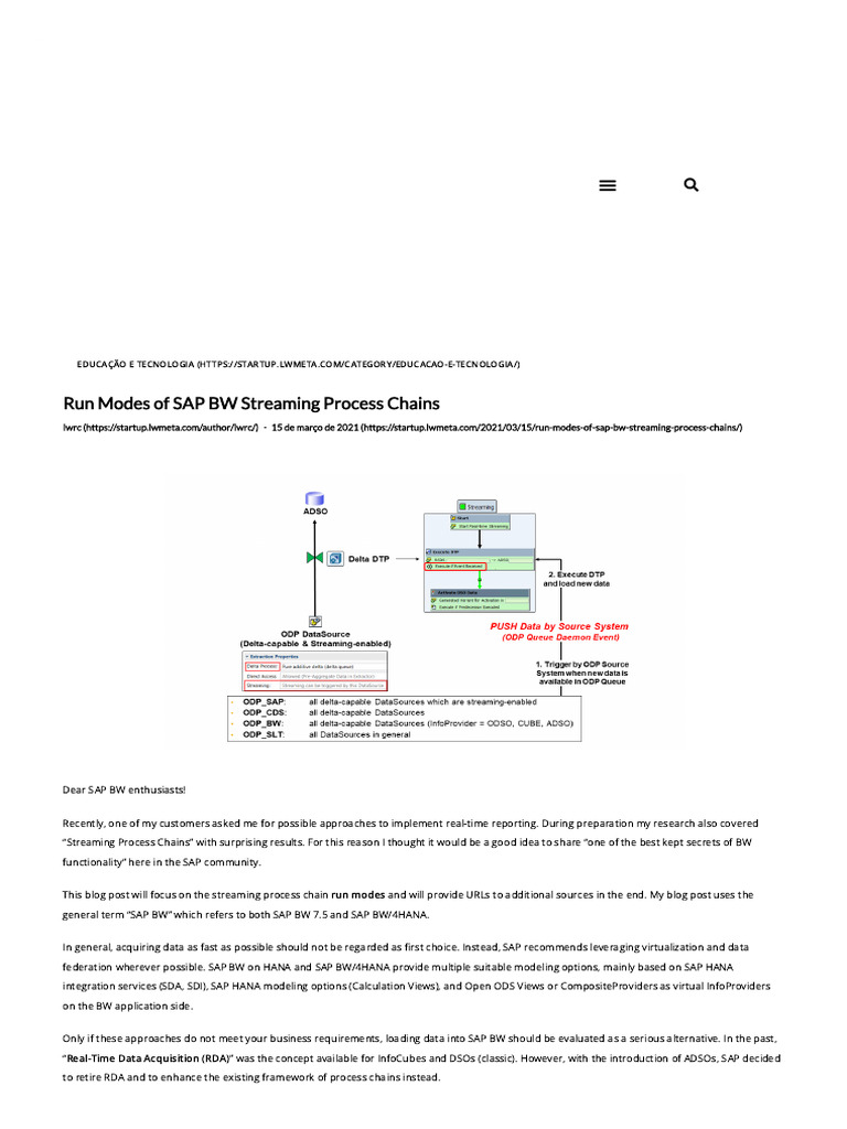 Run Modes of SAP BW Streaming Process Chains | PDF | Latency (Engineering) | Streaming Media