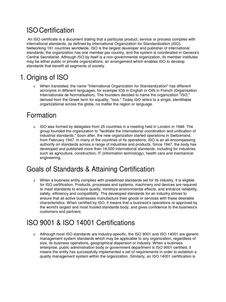 ISO Certification - Introduction | PDF | Iso 9000 | International ...