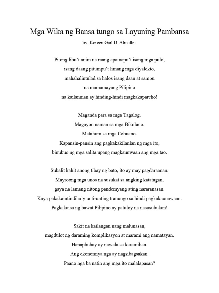 Mga Wika NG Bansa Tungo Sa Layuning Pambansa | PDF