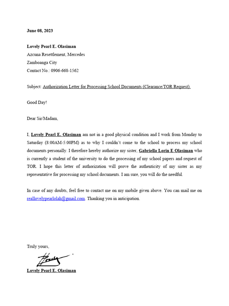 Letter of Authorization | PDF | Career & Growth | Social Science
