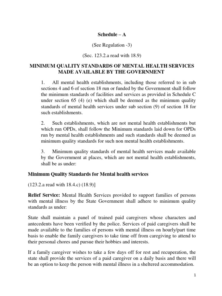 Minimum Quality Standards for Mental Health | PDF | Psychiatry | Mental ...