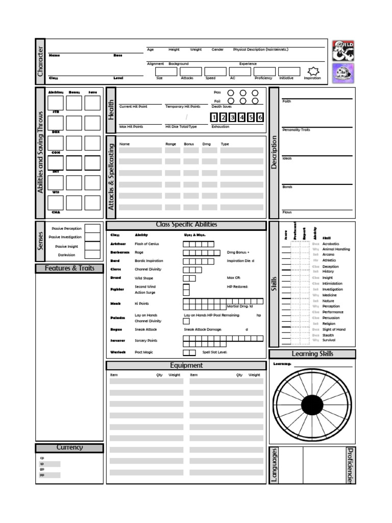 2597992-DD Character Sheet | PDF | Dungeons & Dragons | Fantasy Role ...
