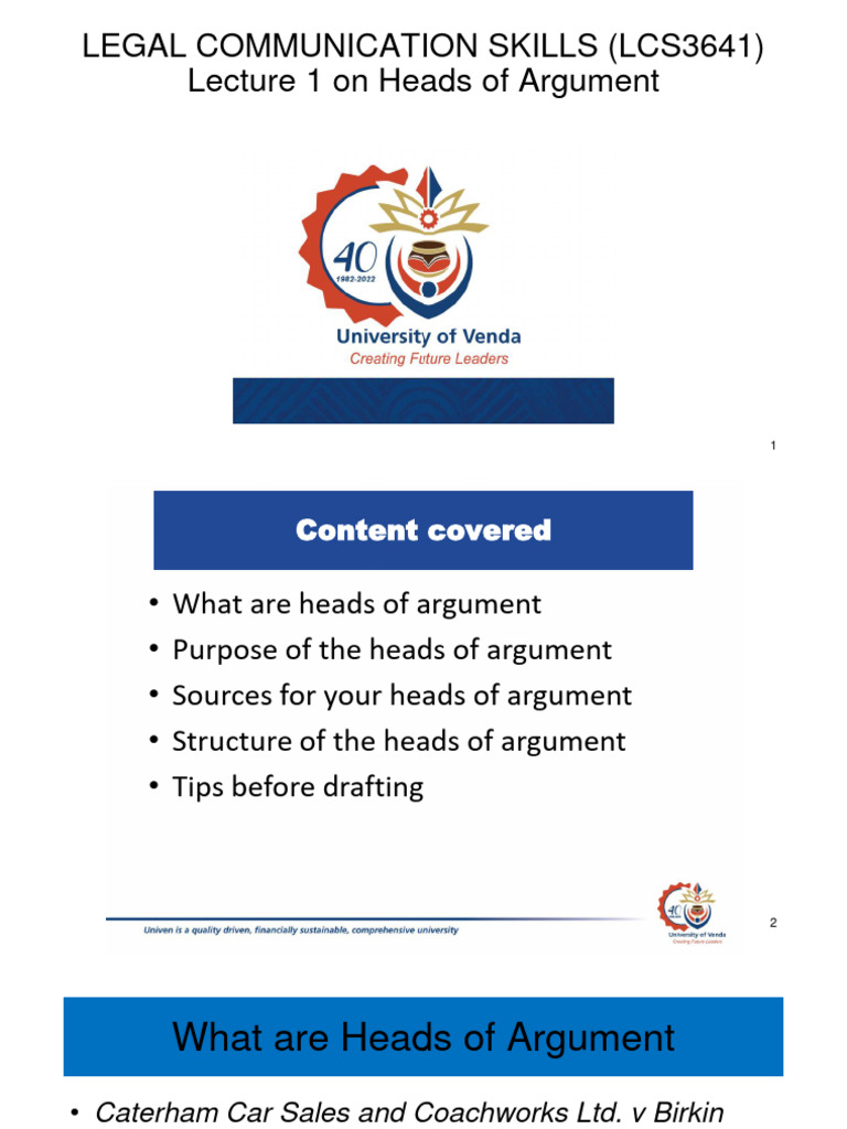 Lecture 1 Heads of Argument | PDF | Argument | Judge