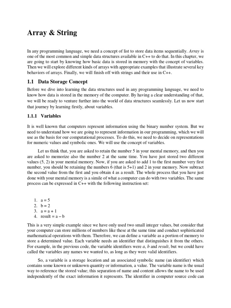 Chapter-2. Array & String | PDF | Variable (Computer Science) | Data Type