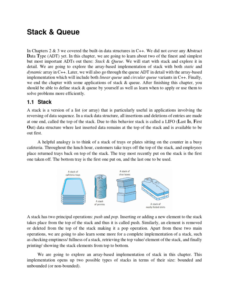 Chapter 4 Stack And Queue Pdf Queue Abstract Data Type Class Computer Programming