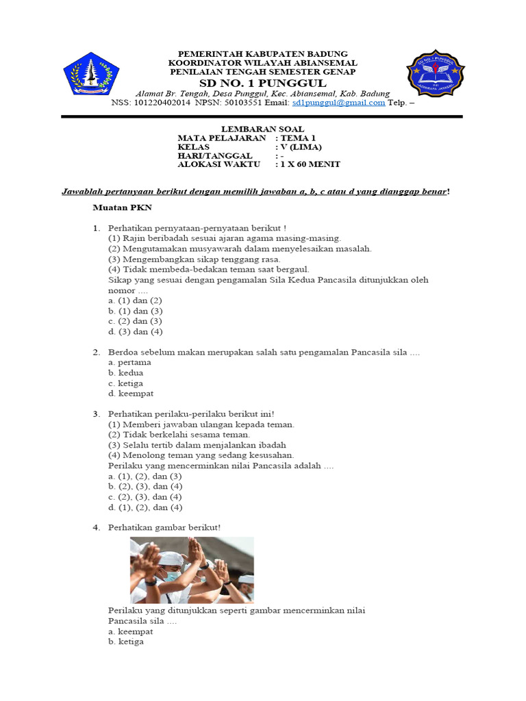 Uts Tema 1 Kelas 5 | PDF