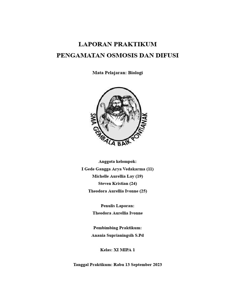 Laporan Praktikum Biologi - Osmosis Difusi - 13 - 09 - 23 | PDF