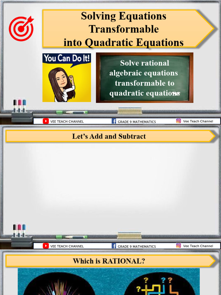 Rational Algebraic Eq Transformable To Quadratic Pdf Equations