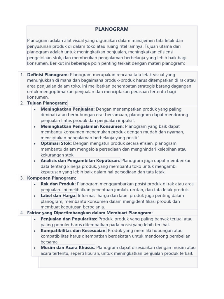 Tujuan dan Definisi Planogram Toko | PDF
