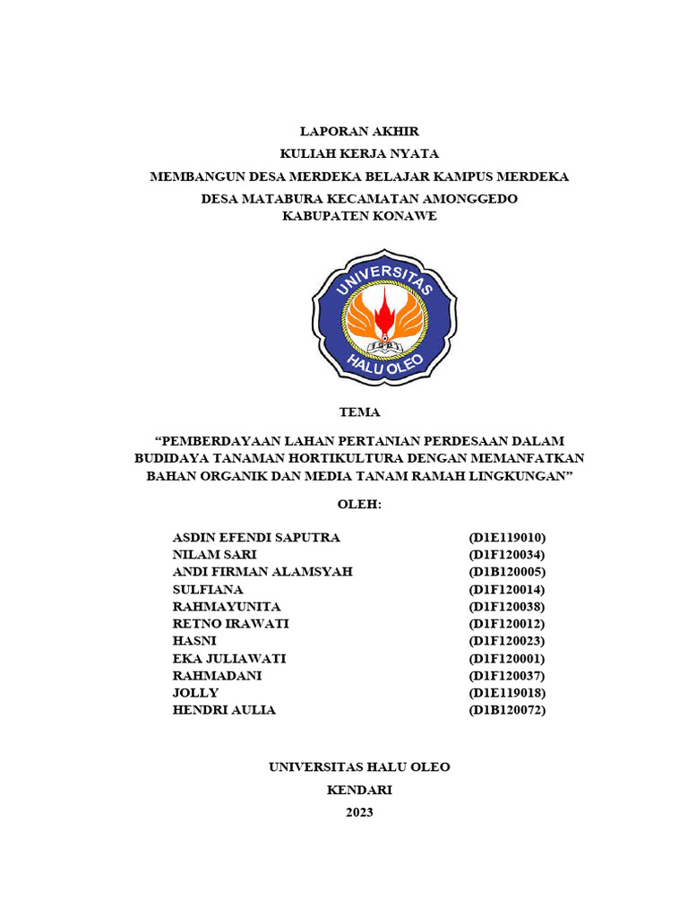 Laporan - KKN - MD - MBKM Desa Matabura | PDF