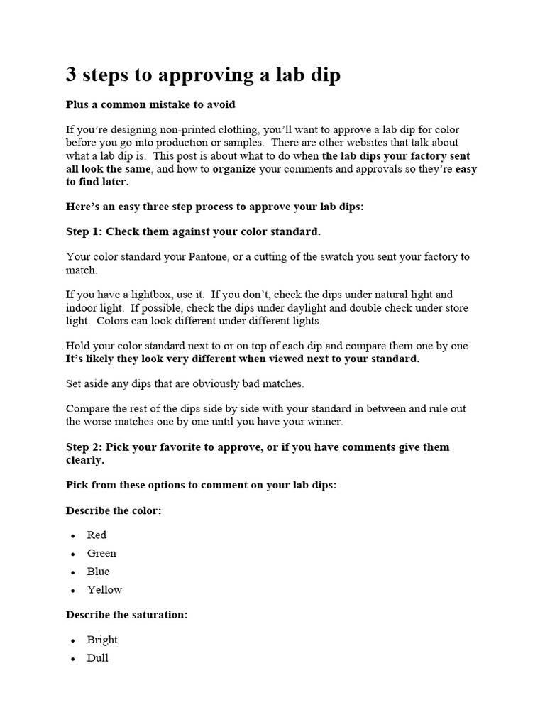 Labdips Approval Procedure | PDF | Color | Qualia