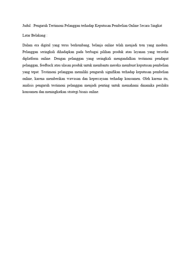 Tugas Sesi1 - Riset Bisnis - Latar Belakang | PDF