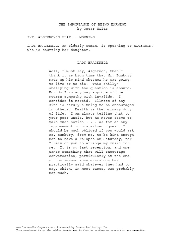 Wilde Importance Being Earnest | PDF Wilde Importance Being Earnest | PDF