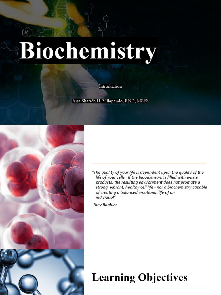 Week 1 Lecture 1 BIOCHEMISTRY | PDF | Cell (Biology) | Organisms
