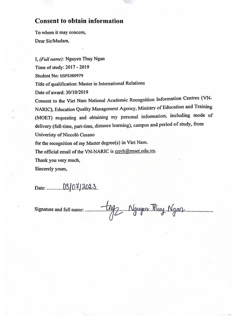 Consent Form NARIC | PDF