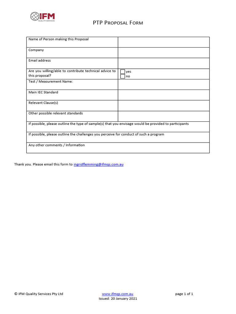 PTP Proposal Form IECEE | PDF