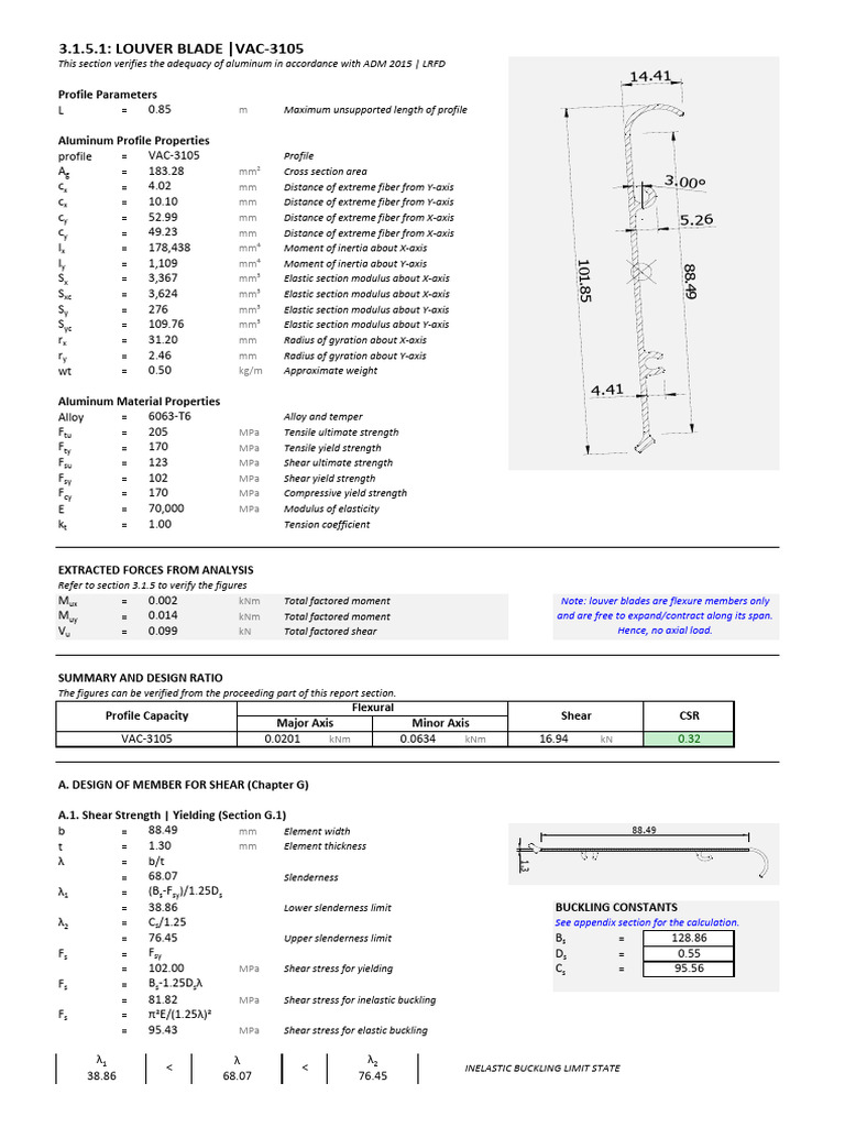 3.1.5.1 Louver Design | PDF | Buckling | Bending