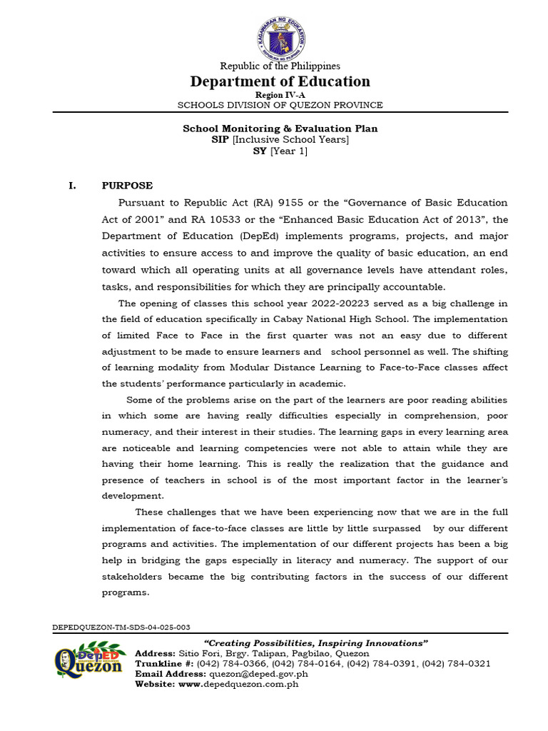 Cabay Nhs Draft - ME-Plan-template-with-guide | PDF | Monitoring And ...