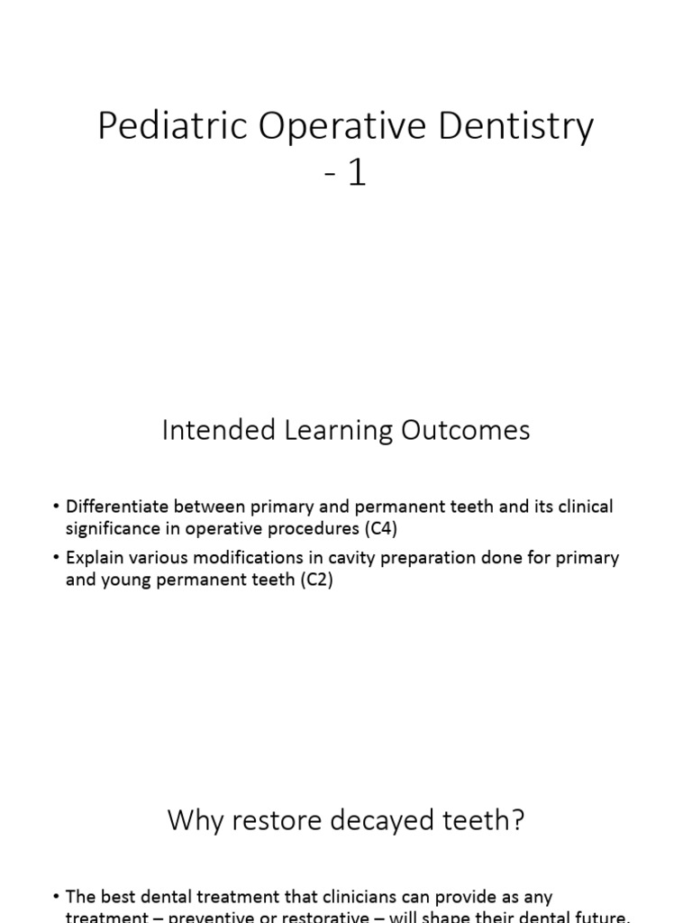 L1 Pediatric Operative Dentistry 1 18-11-21 | PDF | Dental Composite ...