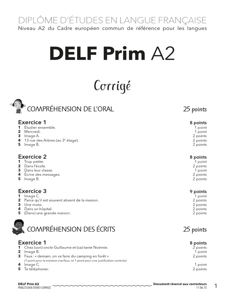 Delf Prim A2 Corrige | PDF