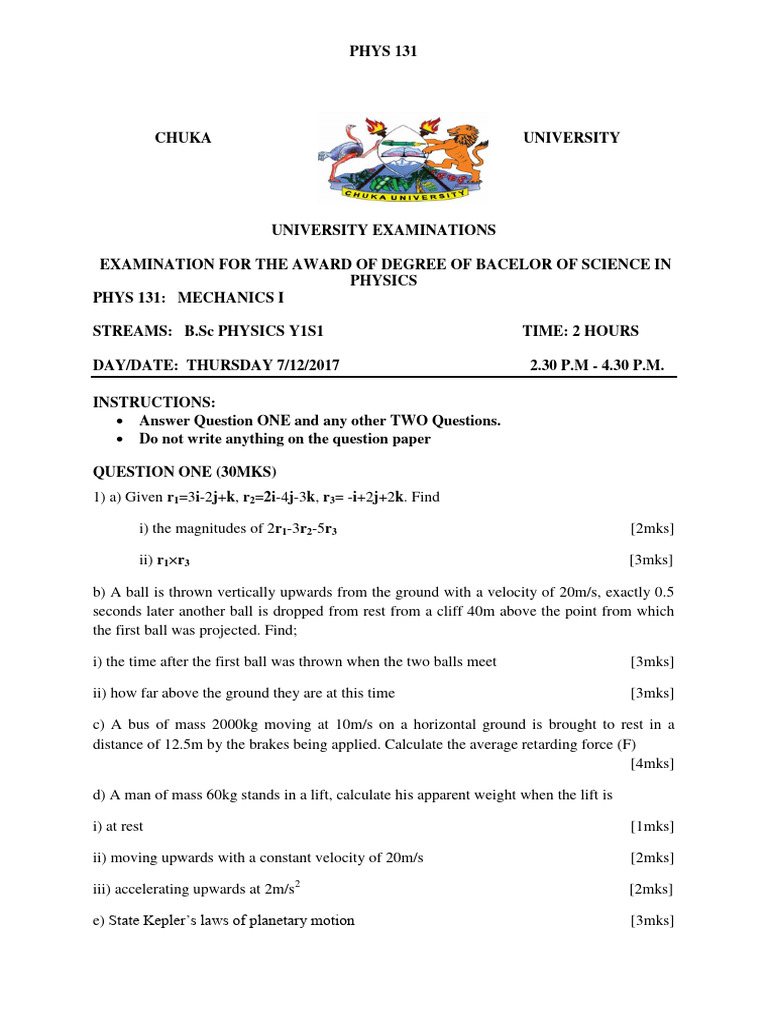 Phys 131 | PDF | Force | Mass