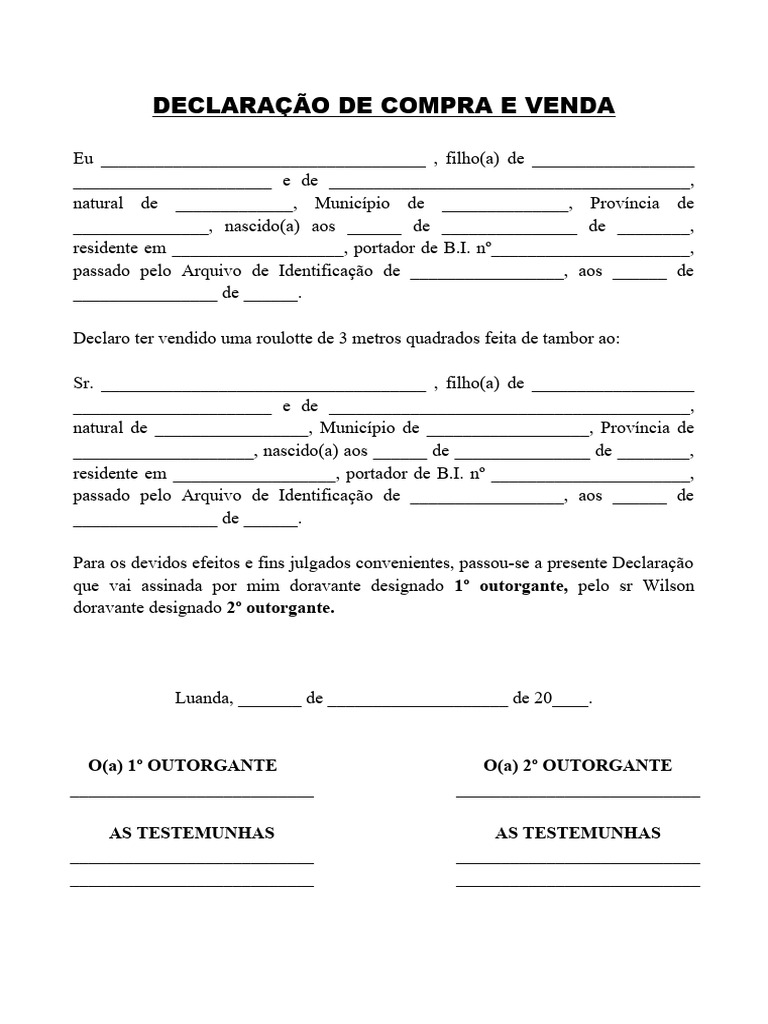 DECLARAÇÃO DE COMPRA E VENDA | PDF