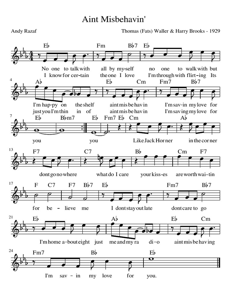 Aint - Misbehavin - Eb Dur | PDF | American Musicians