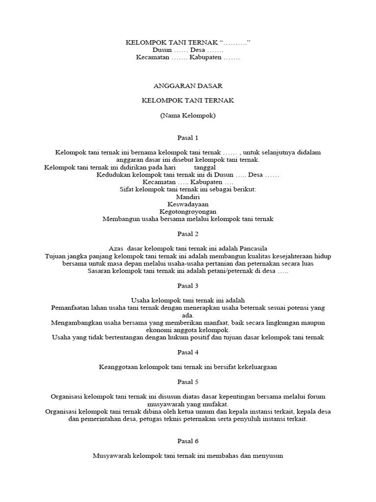 Contohad Art Kelompok Tani Ternak 1 Pdf