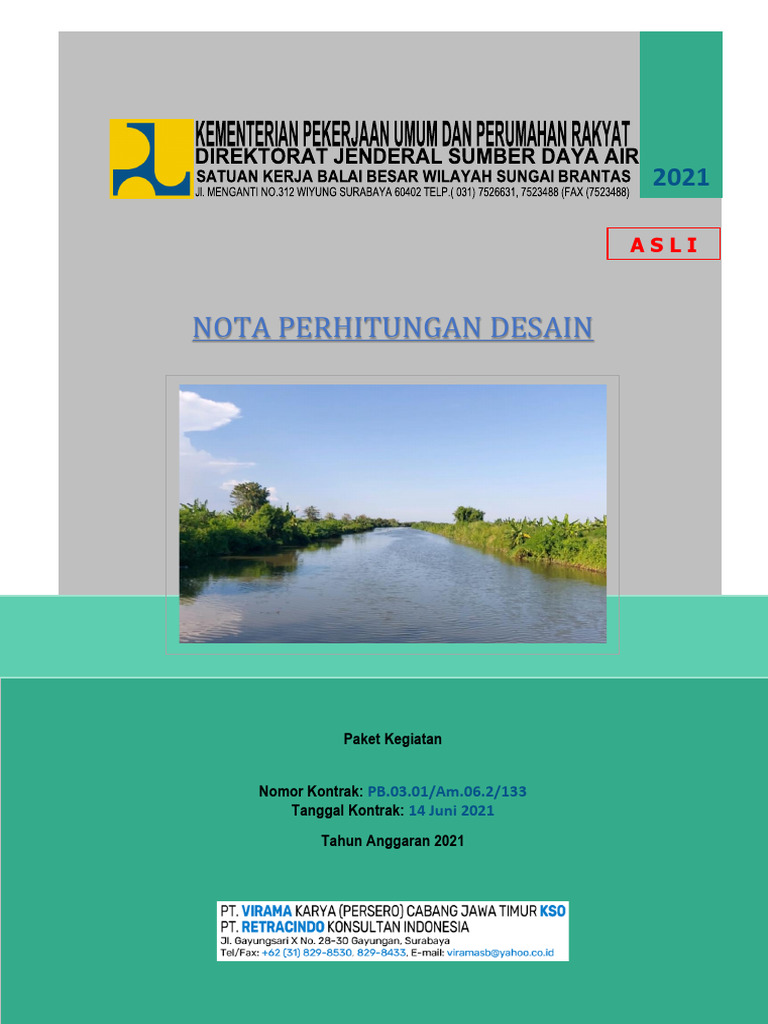 Cover Nota Perhitungan Desain | PDF