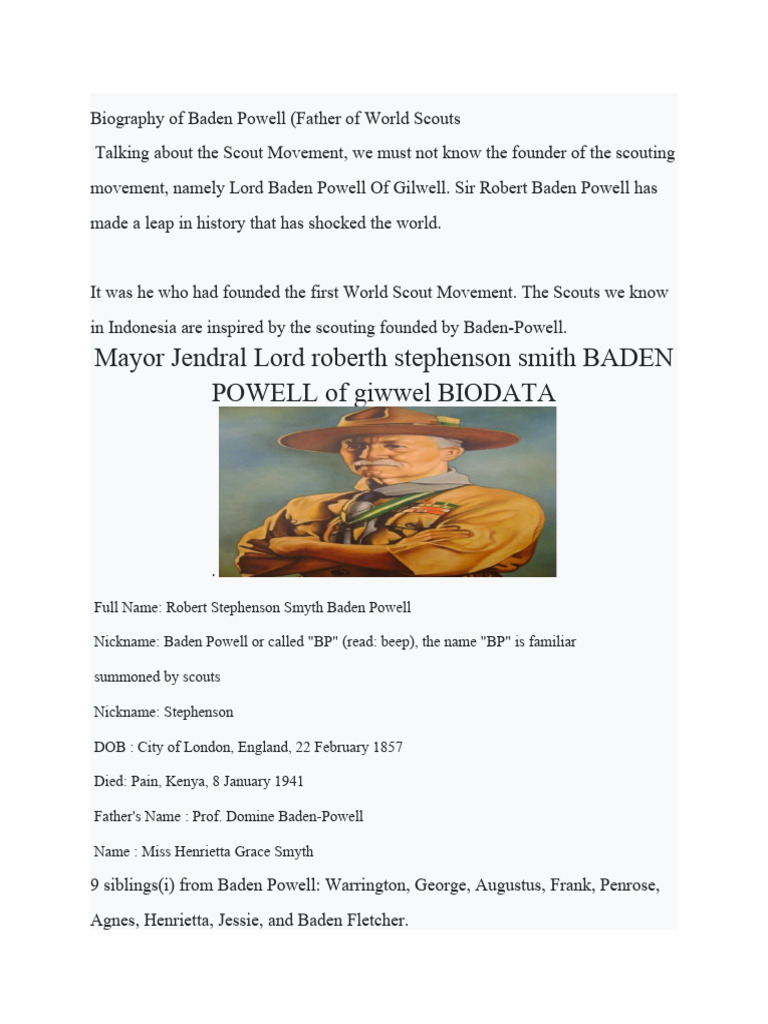 Biography of Baden Powell | PDF