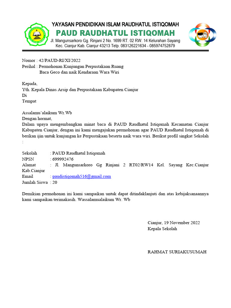 Kop Surat Paud | PDF