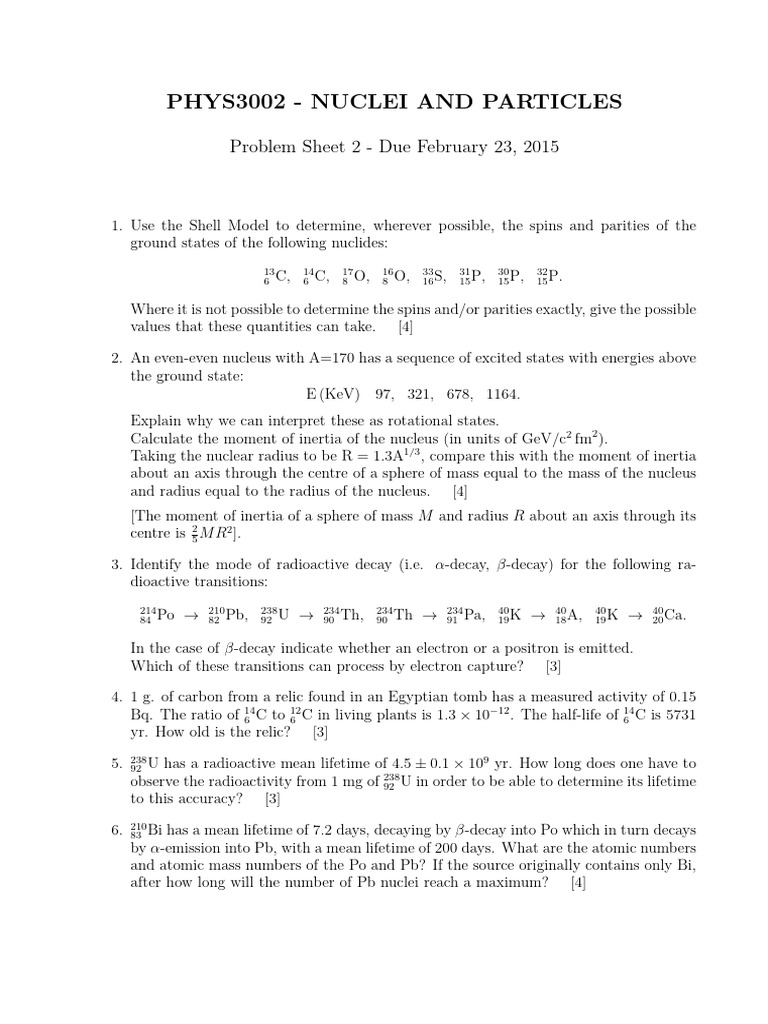 Probs 2 | PDF | Radioactive Decay | Atomic Nucleus
