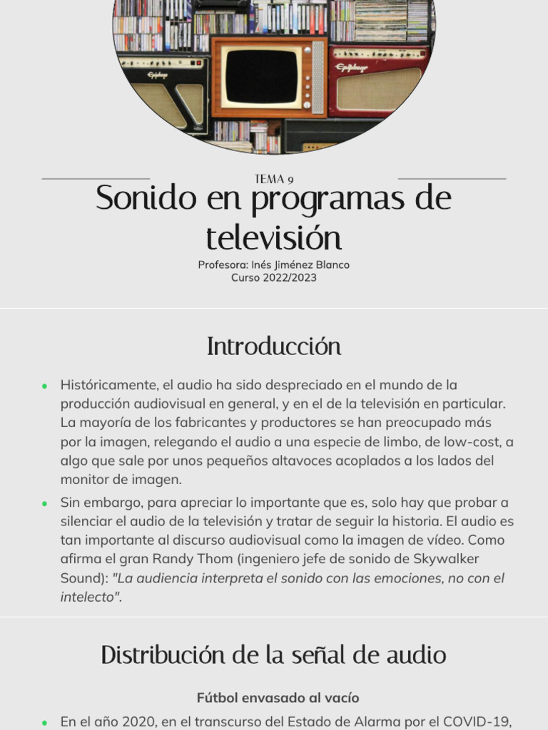 SPA Tema 9 - Sonido en Programas de Television | PDF | Televisión ...