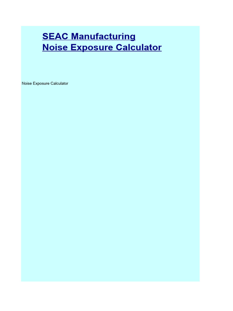 SEAC Noise Exposure Calculator Tool | PDF