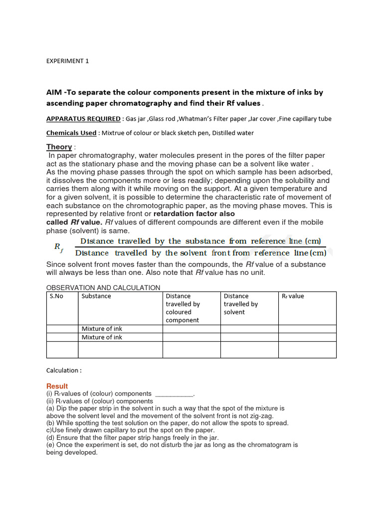 Ink Separation by Paper Chromatography | PDF