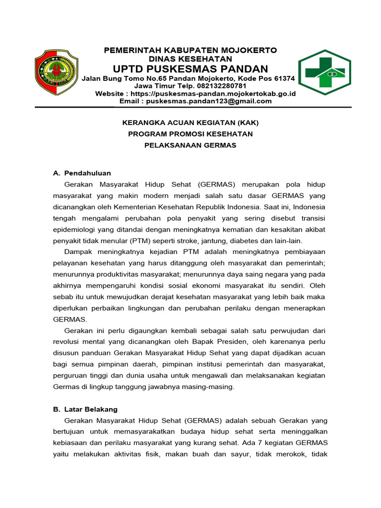 Program GERMAS Puskesmas Pandan | PDF