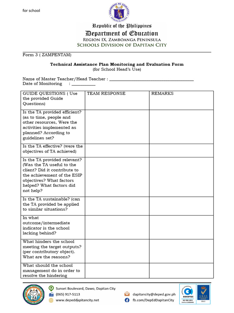 Technical Assistance Monitoring Form | PDF
