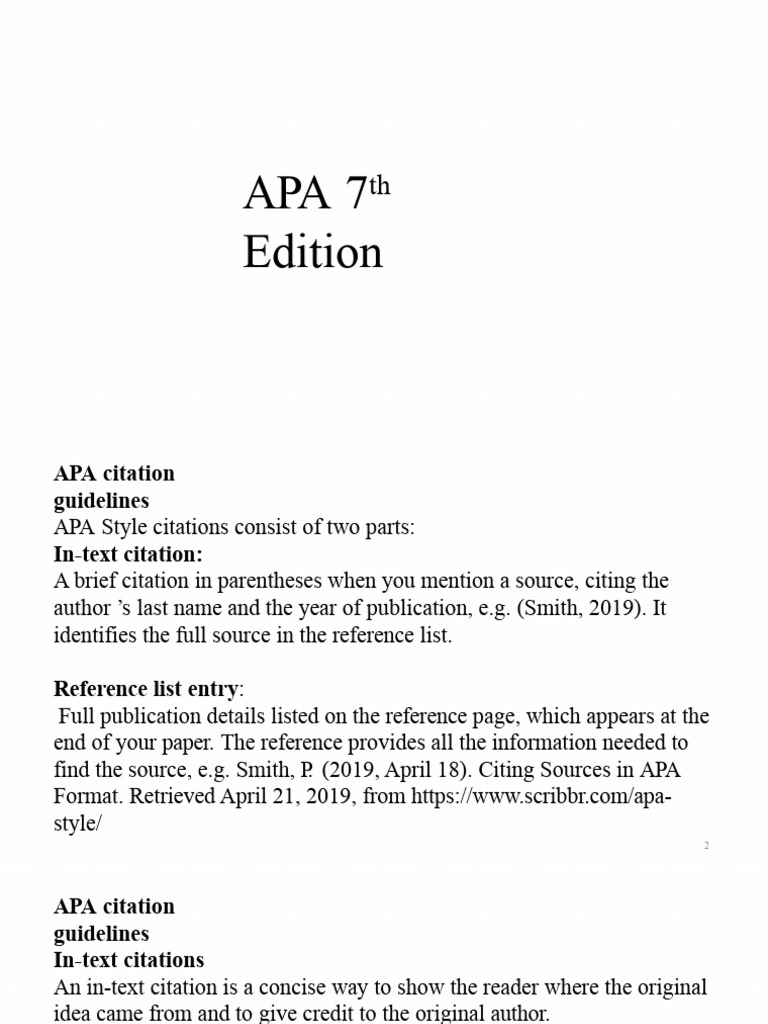 Apa 7 Edition | PDF | Apa Style | Citation