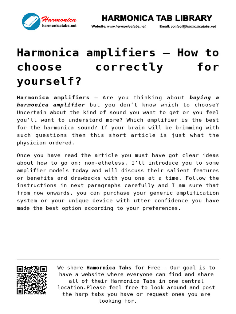 How To Choose Harmonica Amplifiers | PDF | Amplifier | Loudspeaker